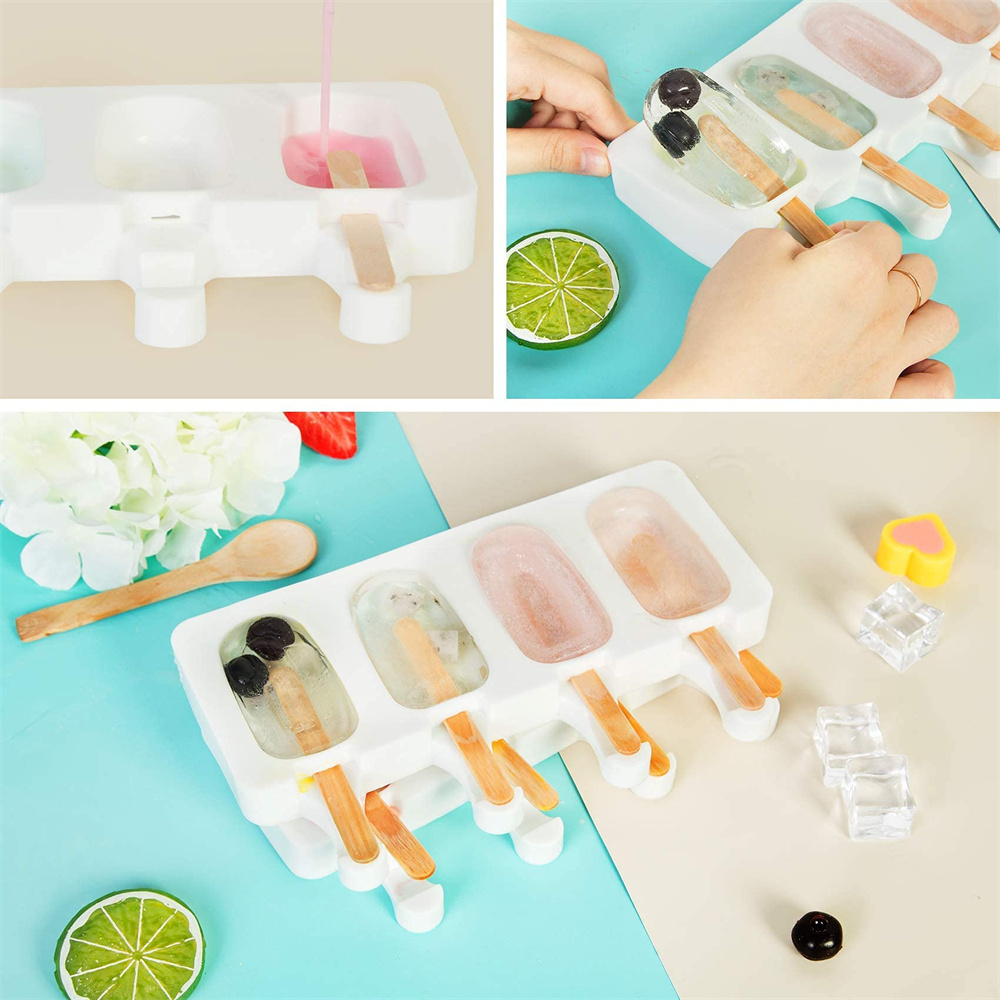 【Great Selection】 4/8 Hole Ice Cream Forms Popsicle Molds Reusable DIY ...