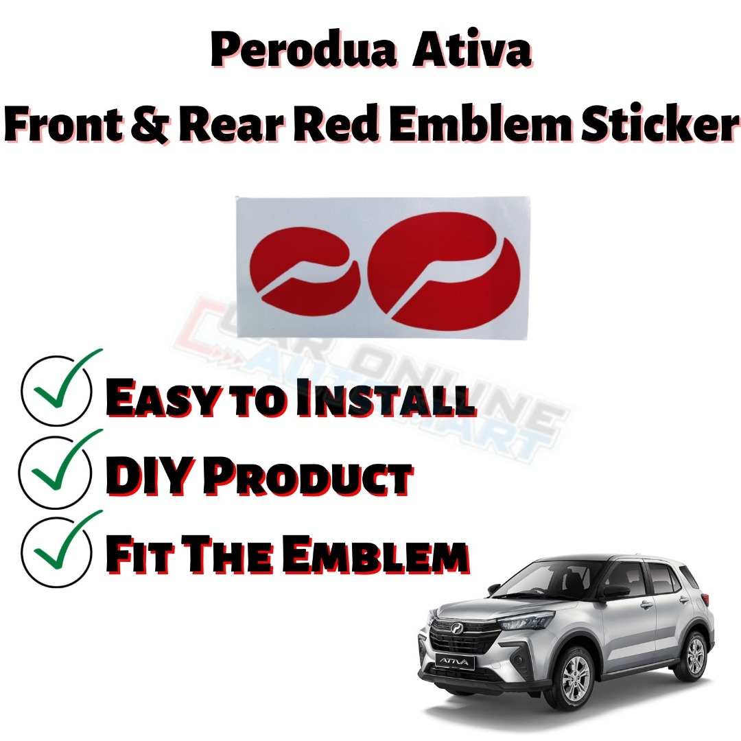 Perodua ATIVA - RED GREEN STICKER LOGO 2 PCS (Front & Rear Sticker ...