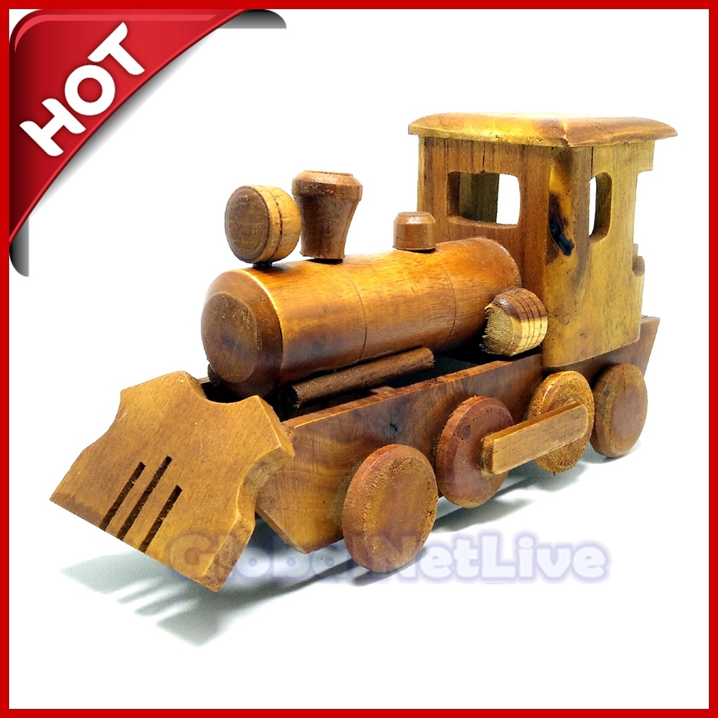 Miniatur Lokomotif Kereta Api Kuno Kayu Jati - Pajangan Dekorasi ...