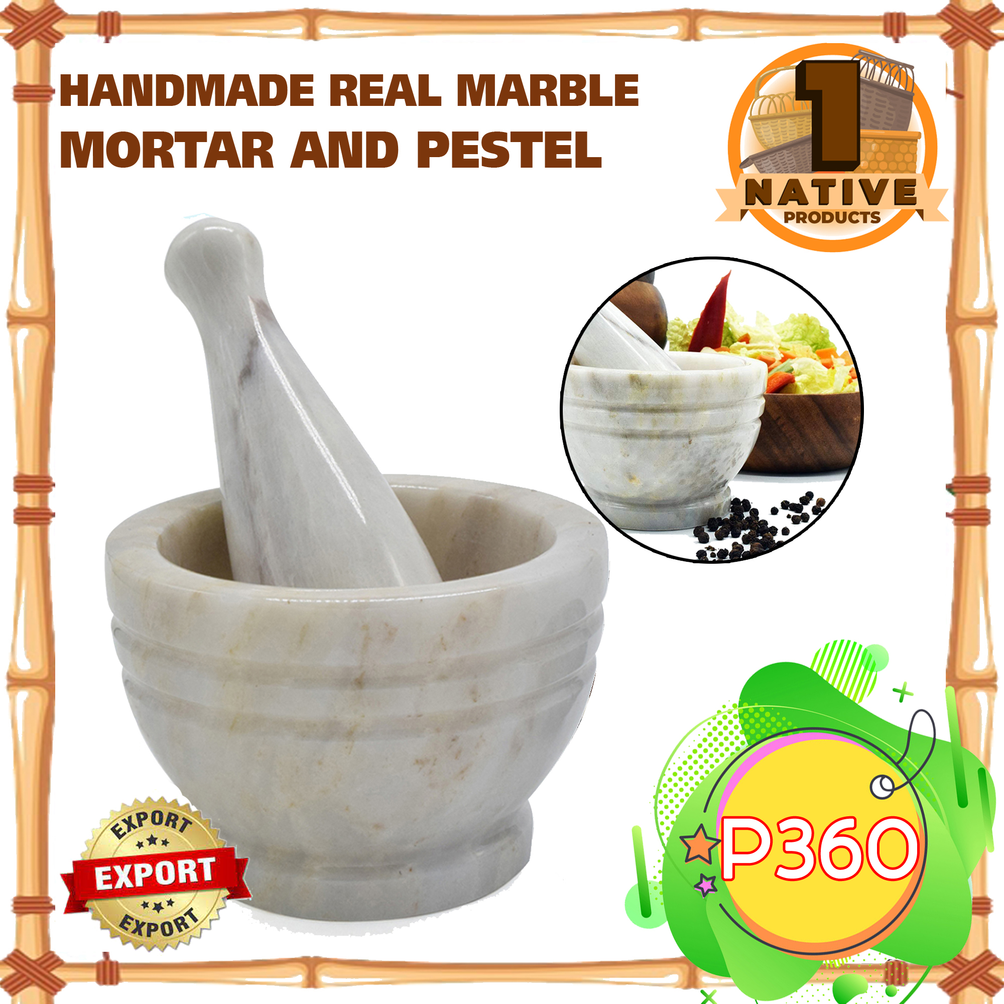 1NativeProducts Marble Mortar & Pestle - Native Real Handmade Marble ...