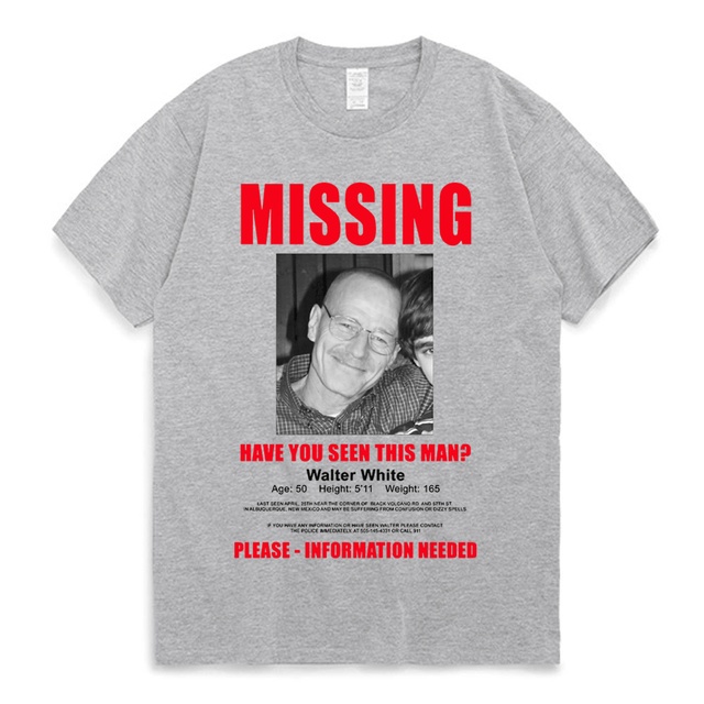 🎉【NEW】 เสื้อยืดแขนสั้น ผ้าฝ้าย พิมพ์ลาย Heisenberg Breaking Bad Missing ...