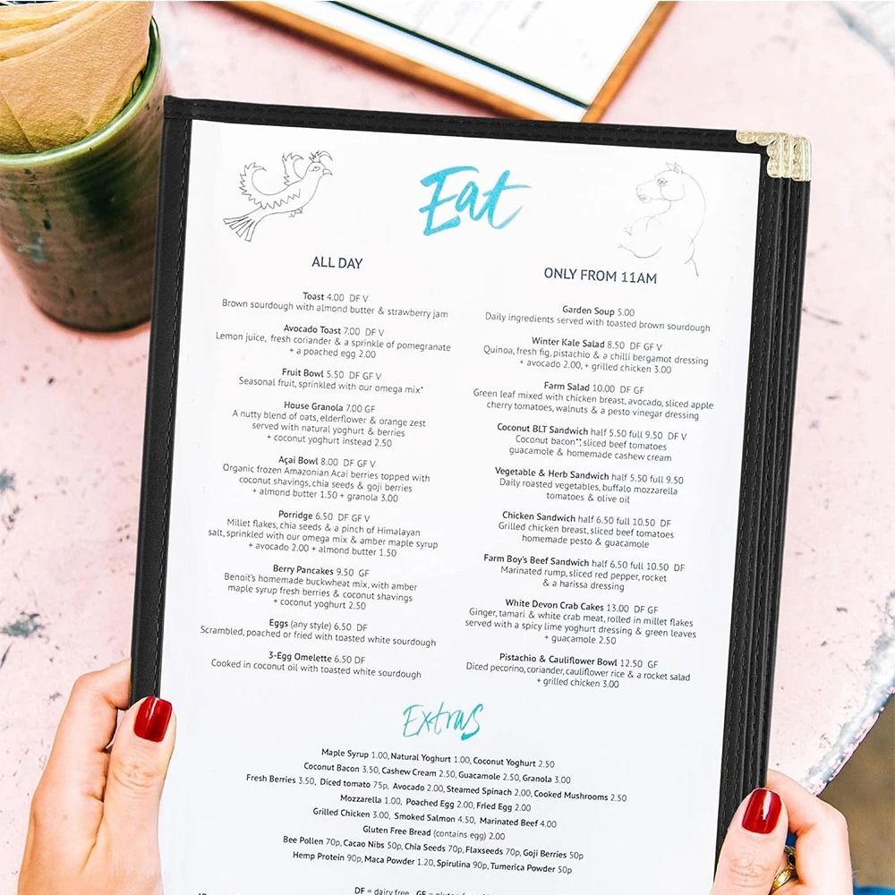 Easy To Clean Foldable PVC Transparent Menu Cover Metal Corners ...
