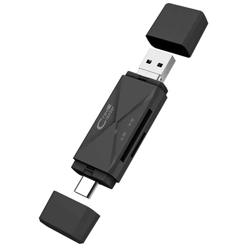 Micro USB OTG Card Reader 3 In 1 USB-C 2.0 Universal TF SD Read Plug For Mobile Phone PC Mac ...