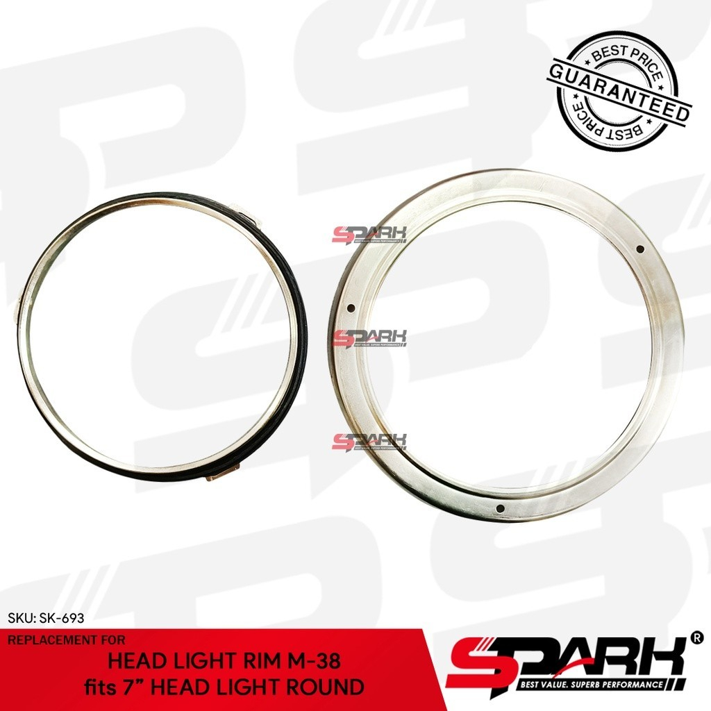 7 Head Light Sealed Beam Round Chromed Head Lamp Rim Head Light Rim M ...