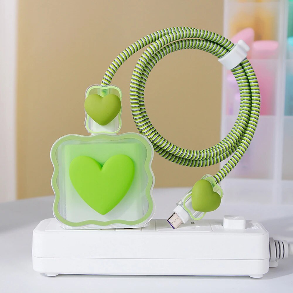 3D Love Heart Charger Protector Cover for iPhone 15 14 13 12 11 Charger ...