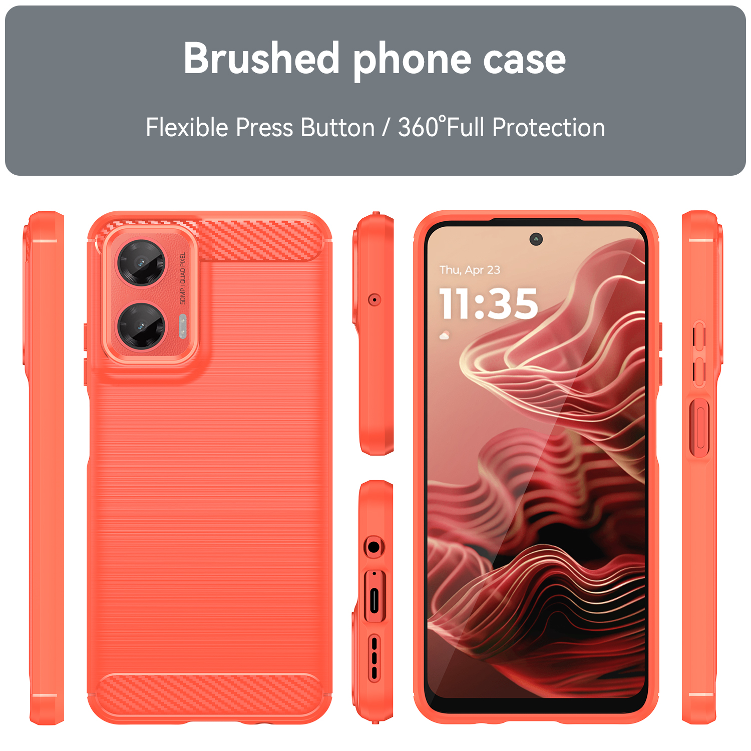 Motorola Moto G35 5G Case, Flexible TPU Bumper with Brushed Carbon ...