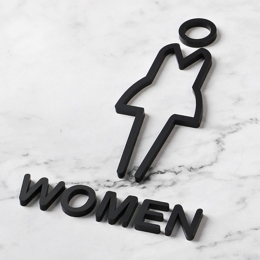 YUHANY Acrylic Men Women Toilet Signs Gold Black Wc Signage Custom 3D ...