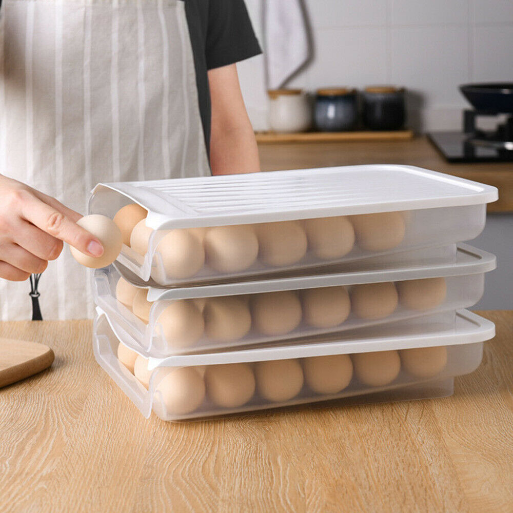 【SkinHorizon】Auto Scrolling 3-row Egg Holder Fresh Storage Box Rack ...