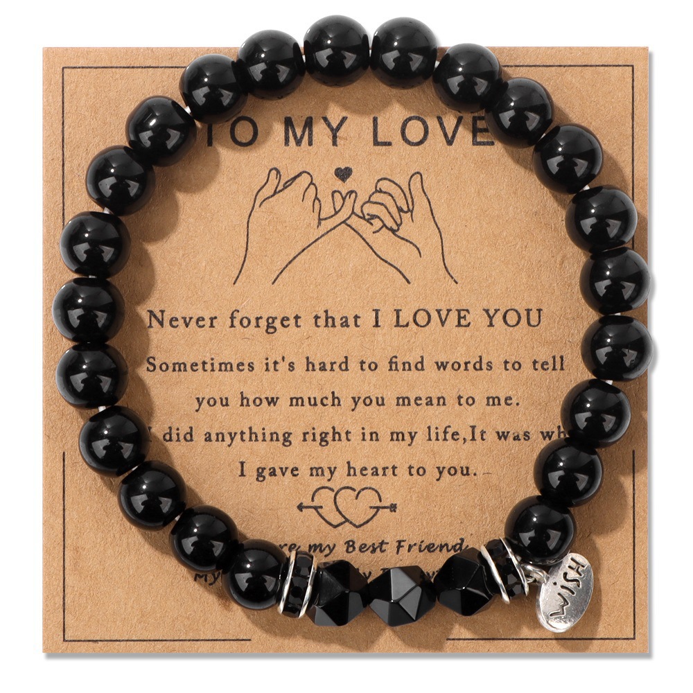 【Innovative designs】2023 new 8mm stone bracelet wish pendant retro men ...