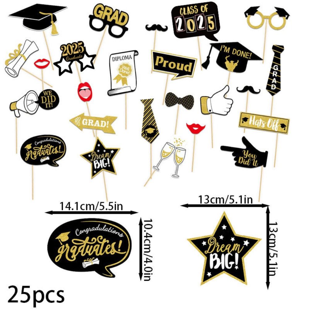 25pcs Creative Congratulation Graduation Photography Props Black ...