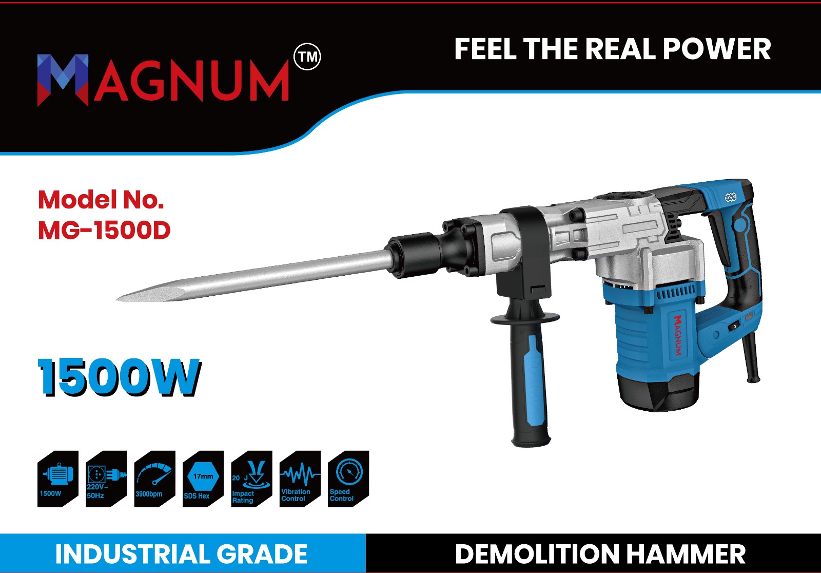 Magnum Demolition Hammer 1500W / Mini Breaker Power Tools for concrete ...