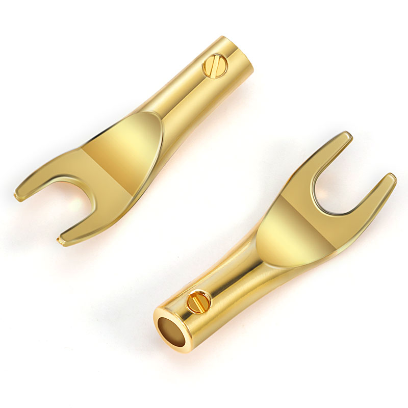 GOLLEY LION Y-style Spade Banana Plug Gold Plated Tuning Fork Banana ...