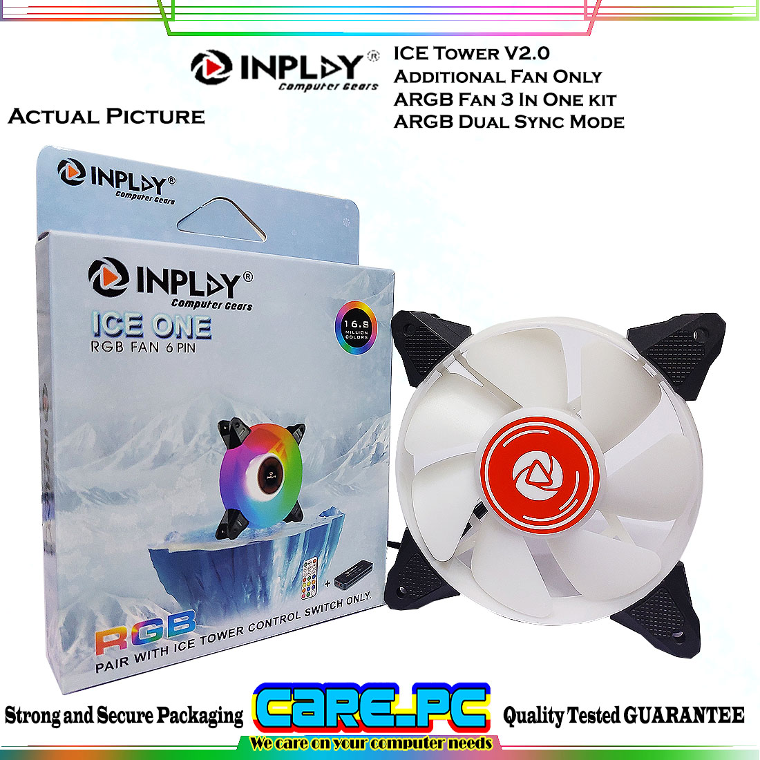 Inplay ICE TOWER V2 3-In-1 Fan Kit | 3PCS 12CM Cooling Fan, with Remote ...