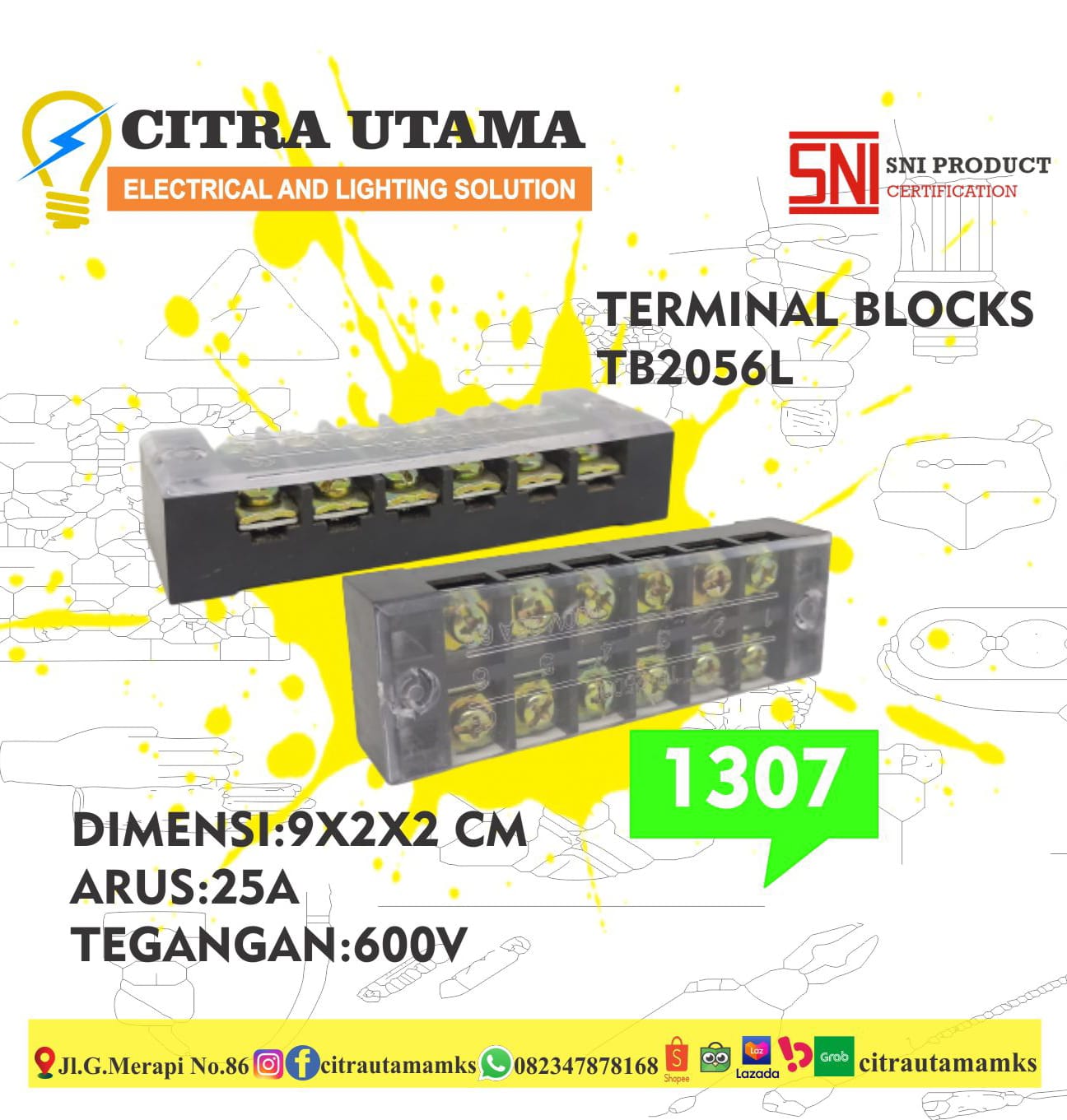 TERMINAL BLOCK TB2506L BLOCK 600V 25A 6P K1327 | Lazada Indonesia