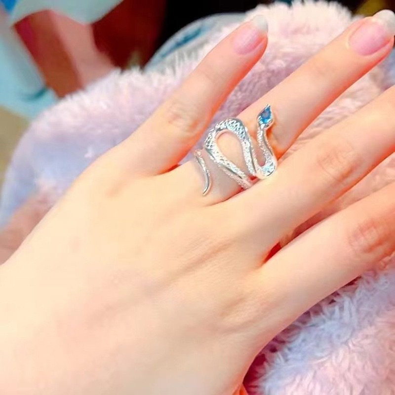 Topaz Spirit Snake Open Ring Women's Niche Design Ins Cold Style Snake ...