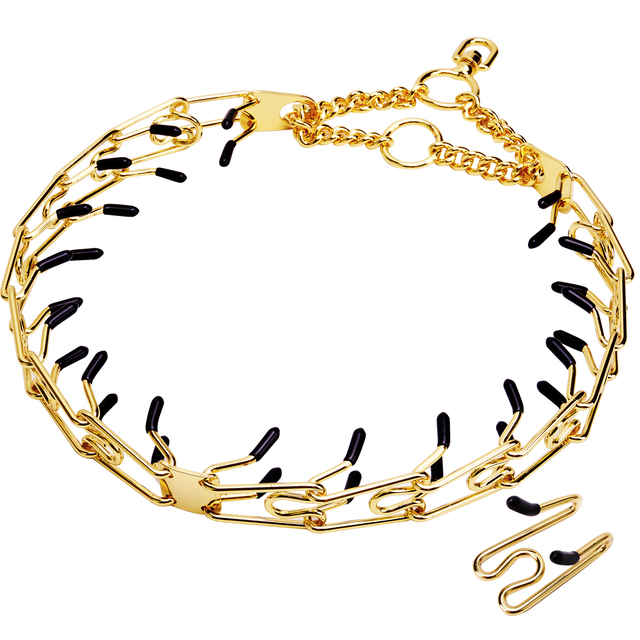 【QuantumMart】18k Gold Pet Link Chain Metal Dog Training Prong Collar ...