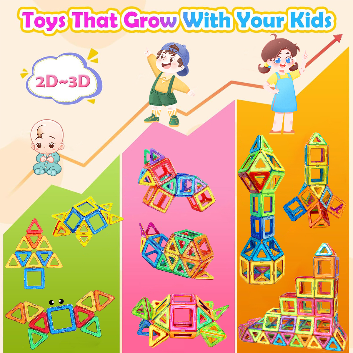 【Stylish】 New Magnetic Building Blocks Medium size STEM Learning ...