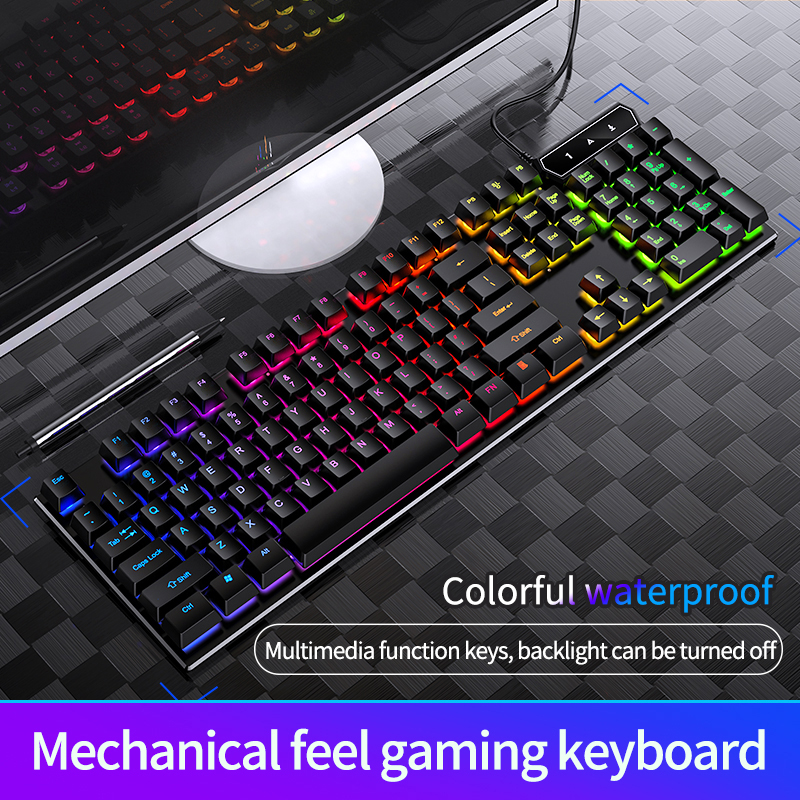 【I was hyLed uL】Gamer Keyboard mitation Mechanical RGB Backlit Gaming ...