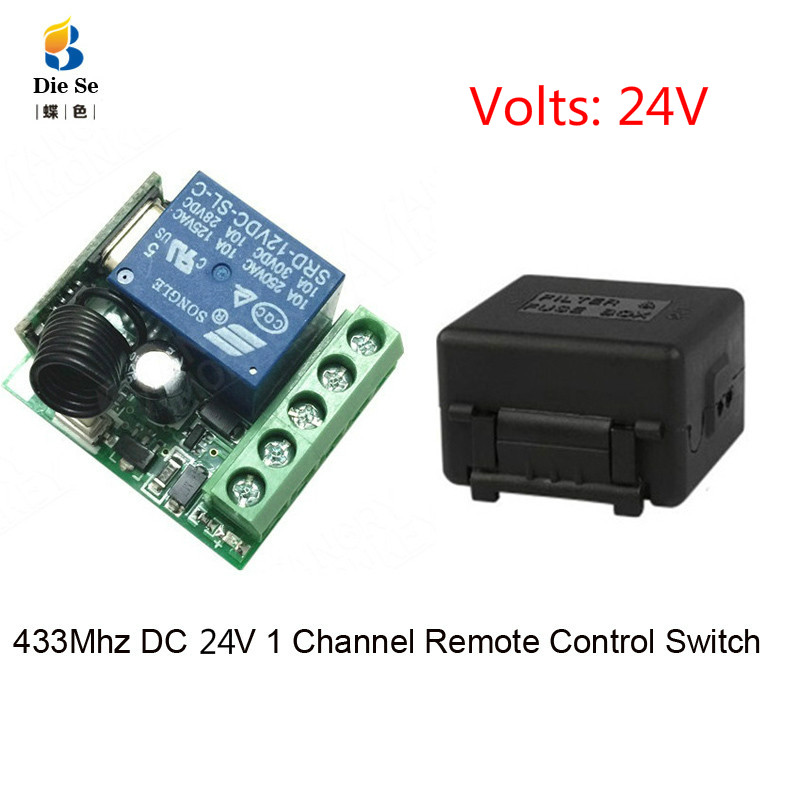 433mhz Rf Remote Control Dc 24v 1ch Relay Module For Garage/door/ /led ...