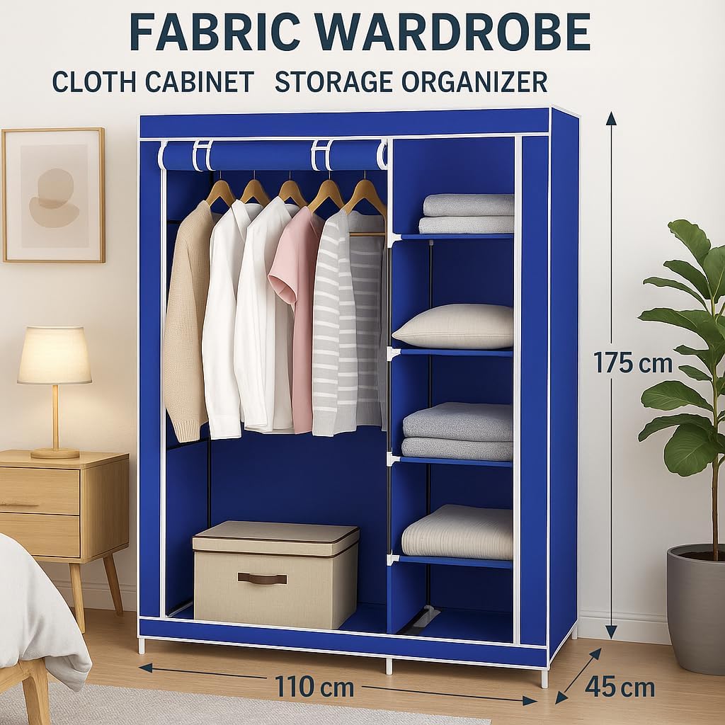 Compact 2-Door Foldable Fabric Wardrobe | Portable Zip-Up Closet for ...