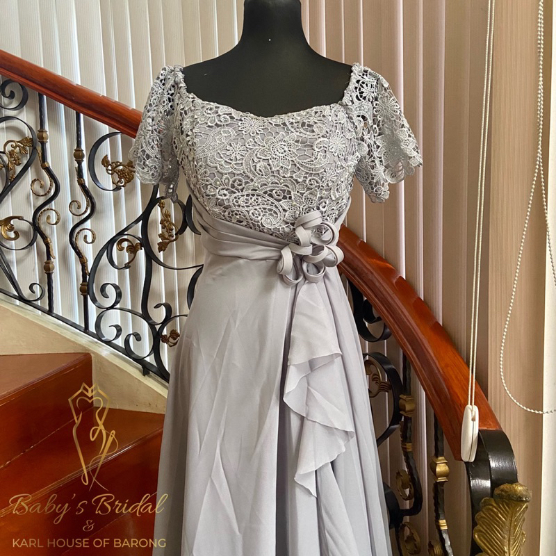 Silver Gray Mother Dress (Ninang Gown/ Secondary Sponsor Gown) | Lazada PH