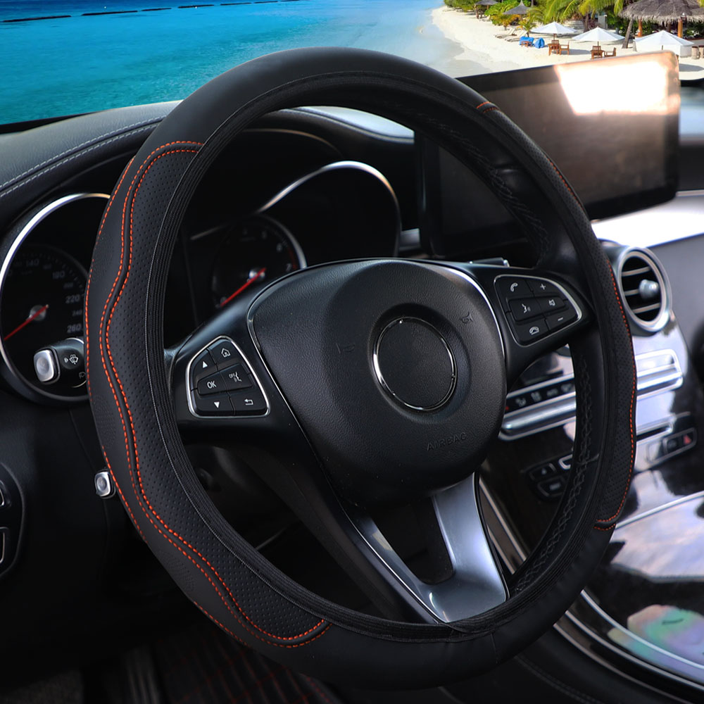 A PU stereo hand sports car without inner rim steering wheel cover fits ...