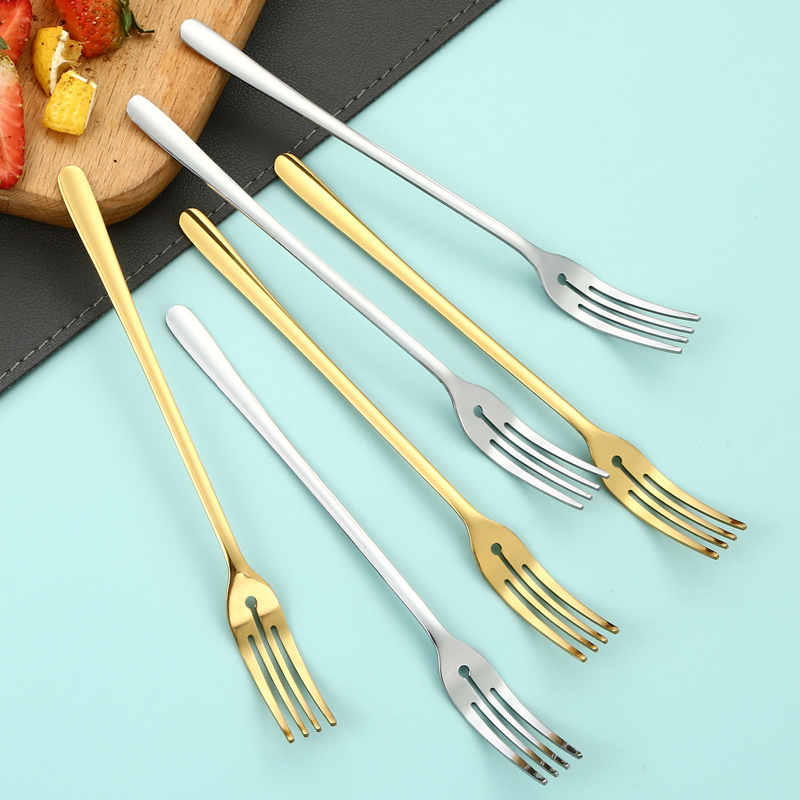 Stainless Steel Fruit Fork Dessert Fork Household Forks Cake Salad Long ...