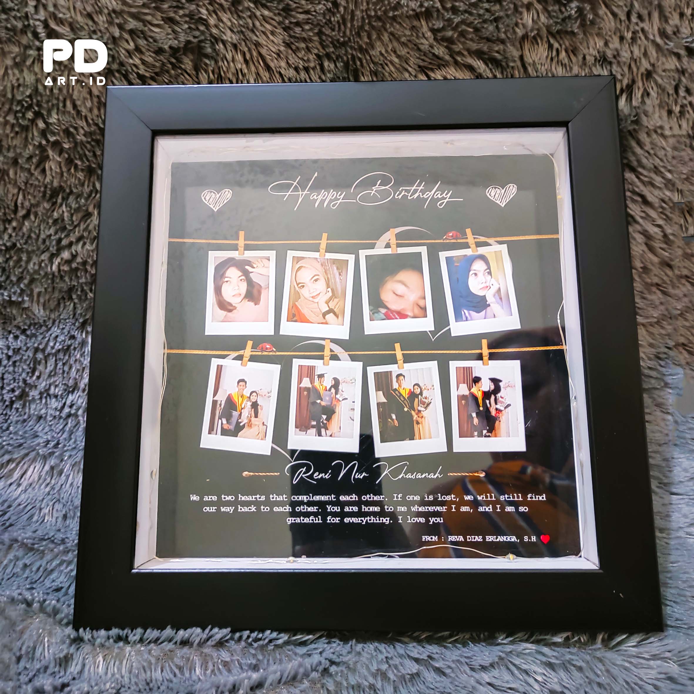 Flower Frame 3D Aesthetic ada lampunya / Kado Untuk Pacar cowok 1 paket ...