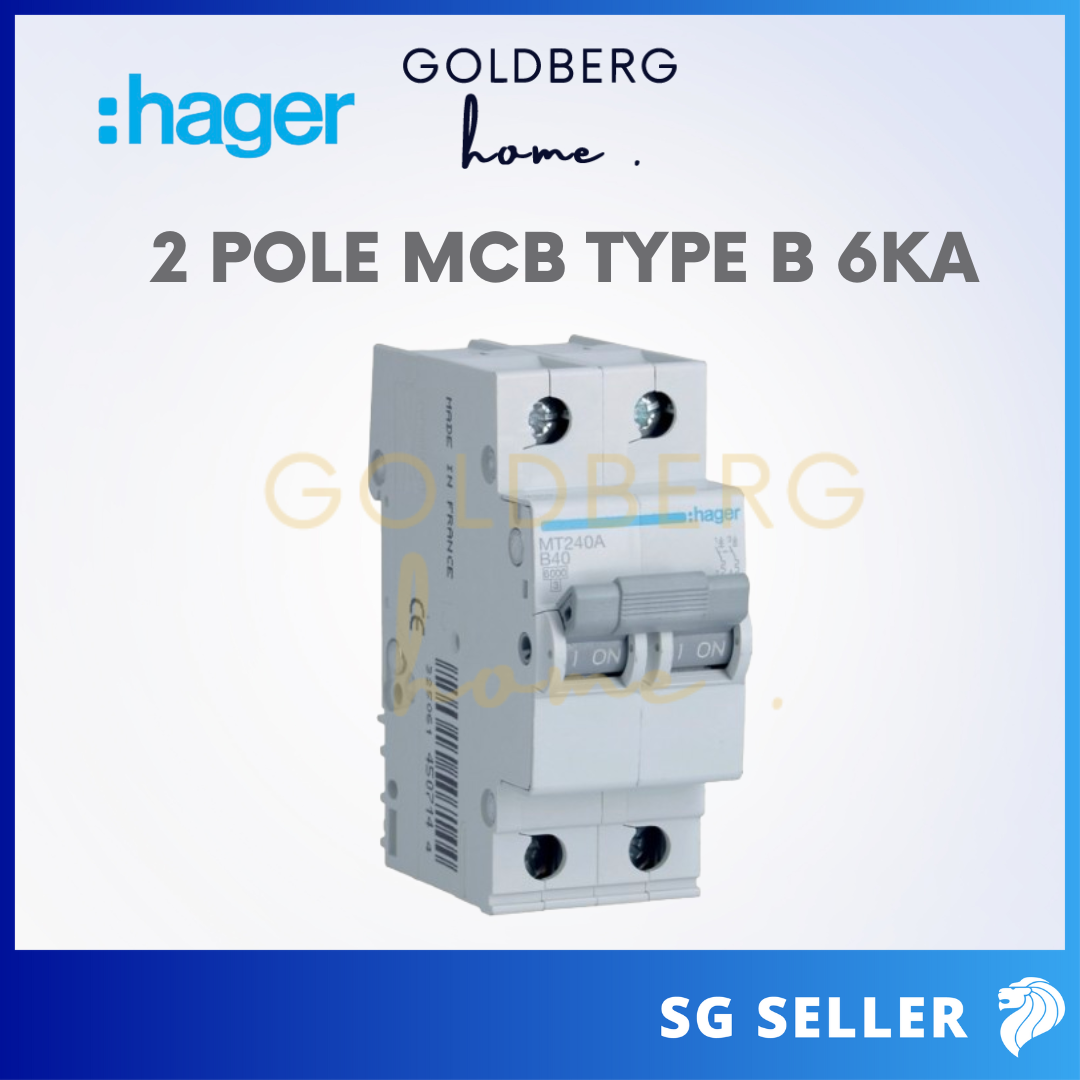 [SG Seller] Hager MCB 2P Double Pole Type B 6kA MT206A MT210A MT216A MT220A MT232A MT240A ...