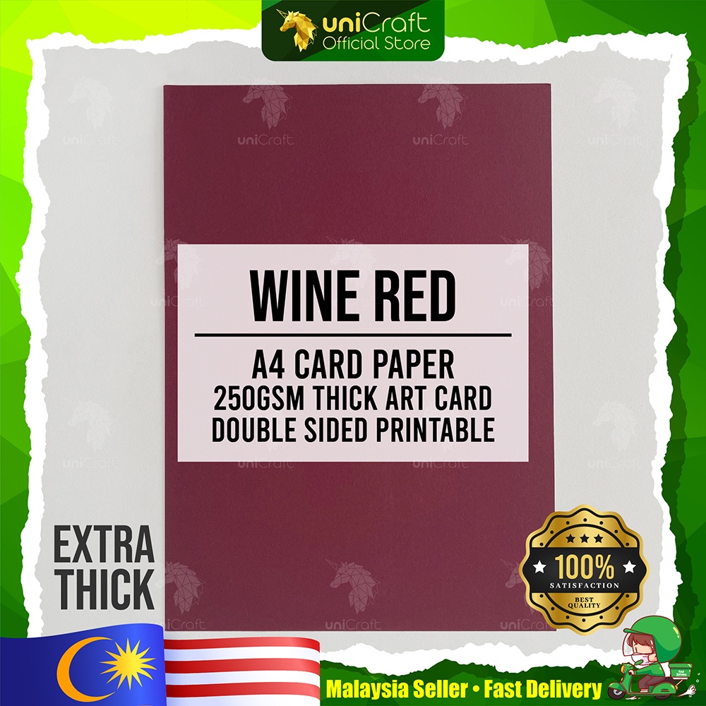 【EXTRA THICK UNICRAFT 50Pcs/Pack A4 Color Paper 250gsm Thick Card Name ...