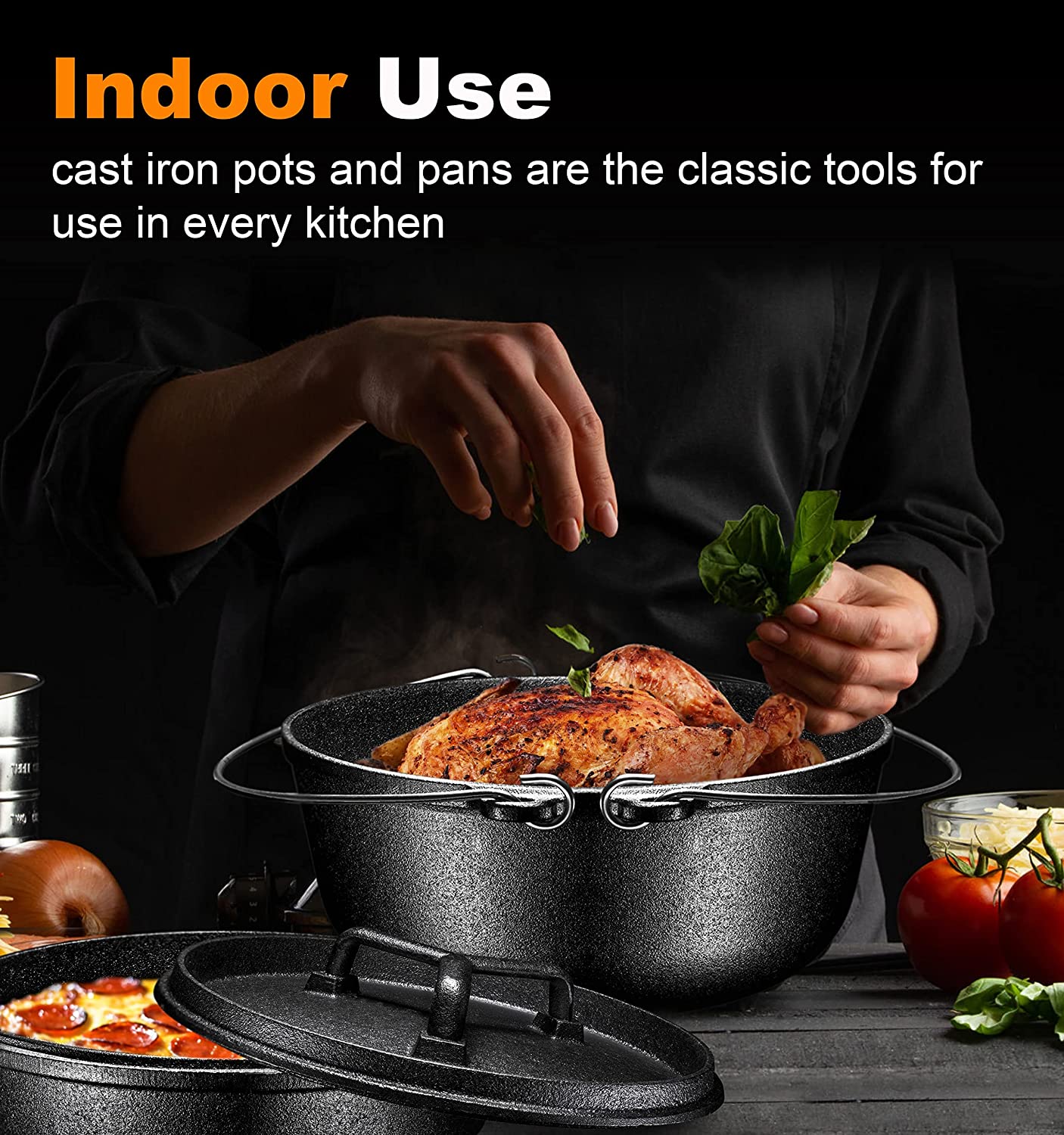 Pre-Seasoned All in 1 Cast Iron Camping Cookware Set - Stock Pot ...