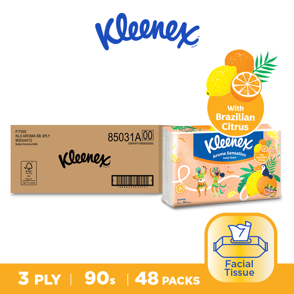 Kleenex Facial Tissue Brazilian Citrus Sensation 3 Ply 90s [48 Packs] | Lazada Indonesia