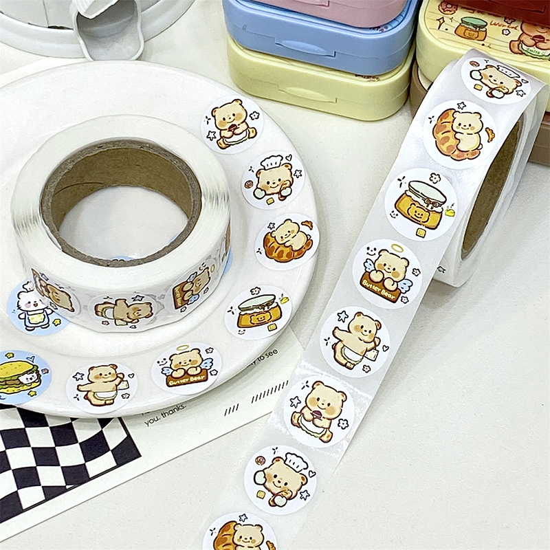 500Pcs/roll Cute Round Seal Stickers Rolls Stickers Graffiti Luggage ...