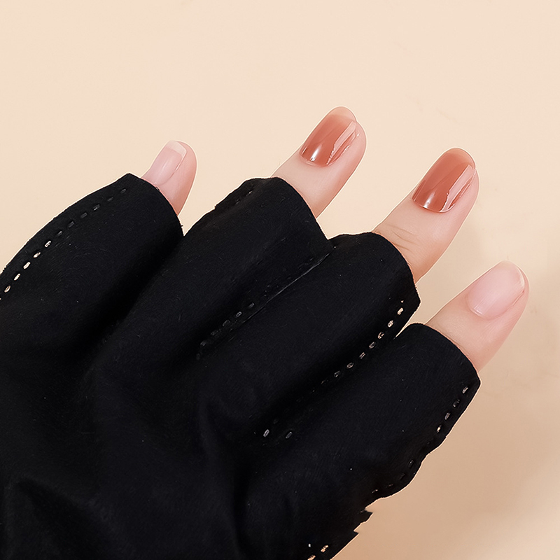 A Pair Nail Tools Anti-ultraviolet UV Gloves Sun Black Half Exposed ...