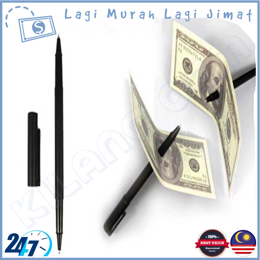 Pen Melalui Wang Duit Kertas Ajaib Amazing Toy Close-up Magic Pen ...