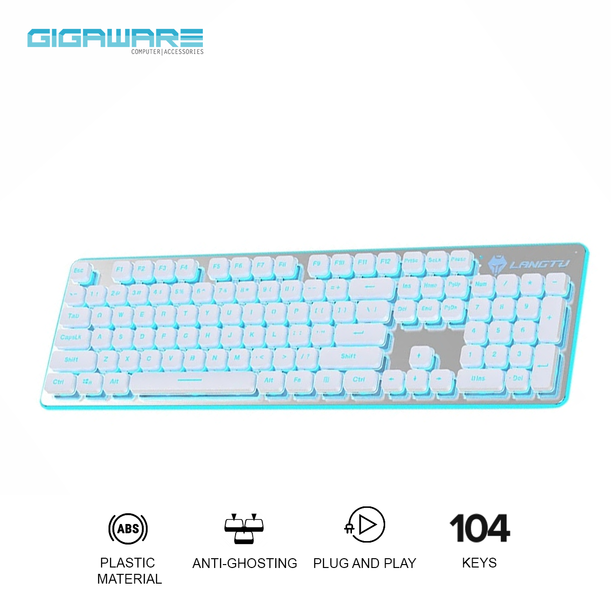 Gigaware LANGTU L1 Wired Membrane Gaming Keyboard LED Backlit Quiet ...