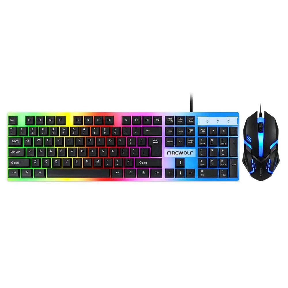 FIREWOLF FWK-230 Rainbow LED Gaming Keyboard And Mouse Combo Bundle ...