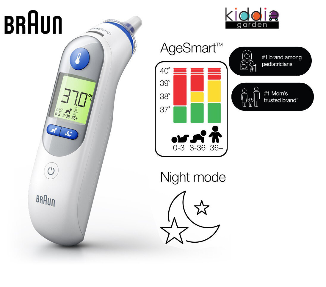 Braun ThermoScan7+ Infrared Ear Thermometer with Night Mode Kids ...