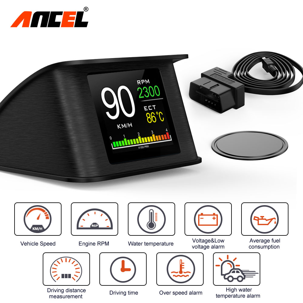 Ancel P10 OBD2 Scanner BrakeTest Tool with HUD Head-up Voltage Fuel ...