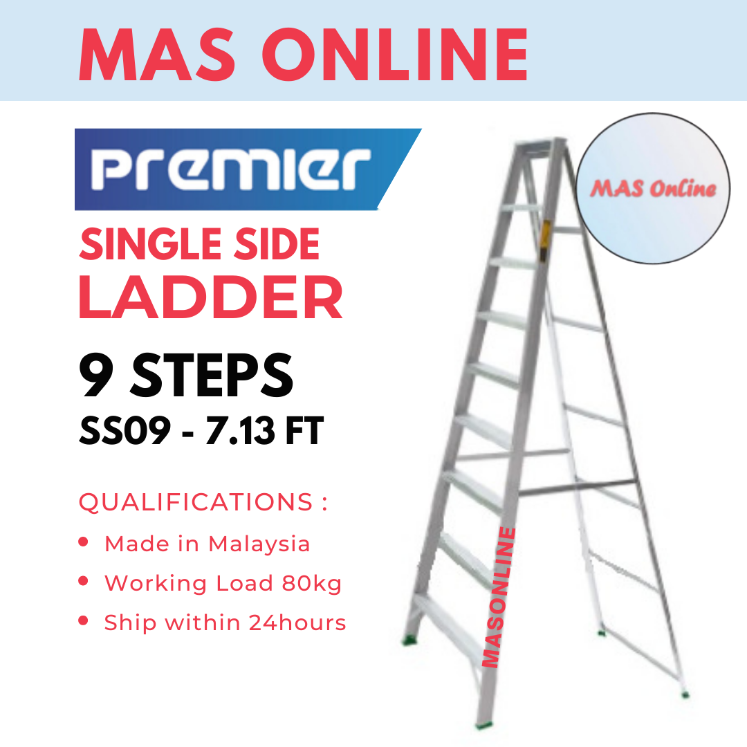 EVERLAS Aluminium Single Sided Ladder Step Ladder 4/5/6/7/8/9/10/11/12 ...