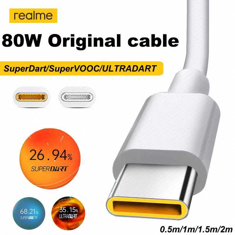 Realme Cable Original 80W 65W 33W Usb Type C Super Dart Vooc Charger ...