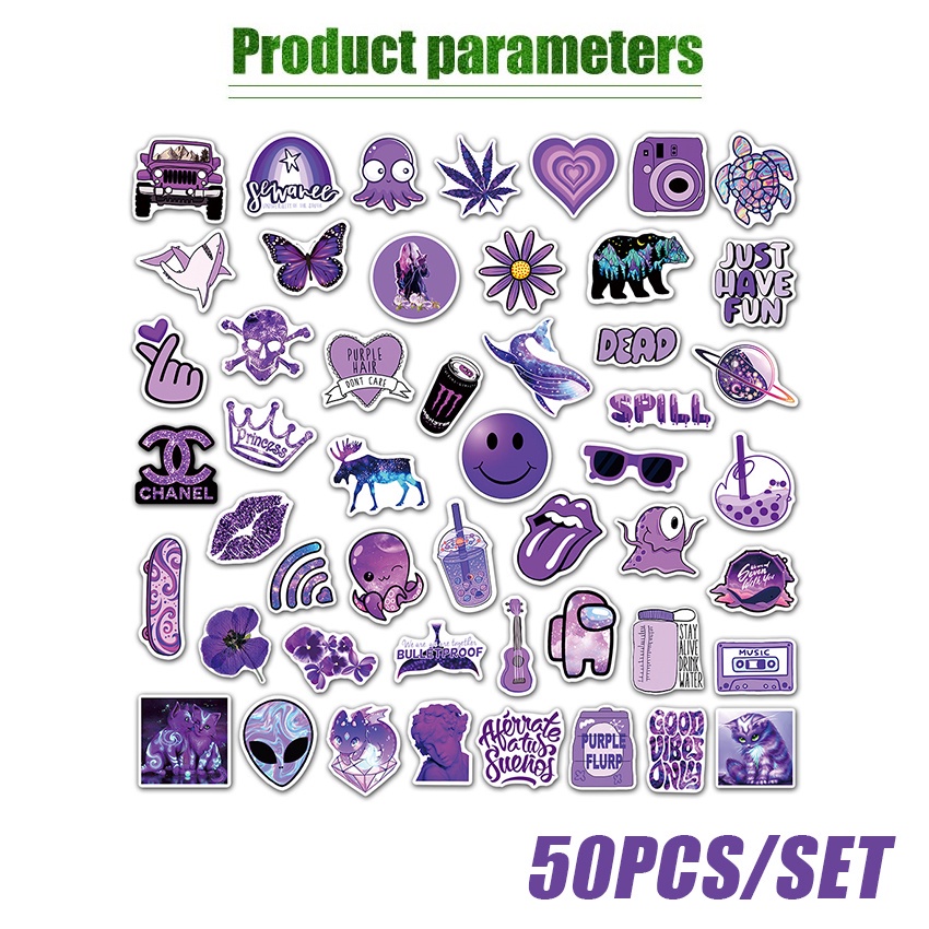 50PCS Sticker Ungu | Sticker Purple Lilac | Stiker Lilac | Sticker ...