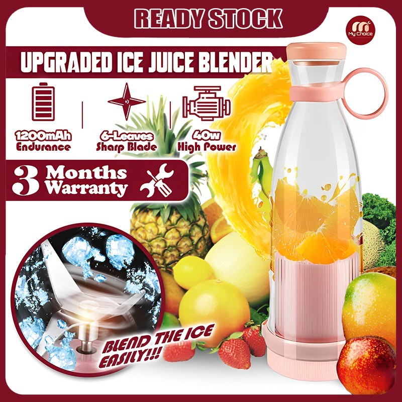 6 Blades Cordless Fruit Juice Blender 380ml High-speed Ice Blender Jus Fruit Mixers Milk Shake ...