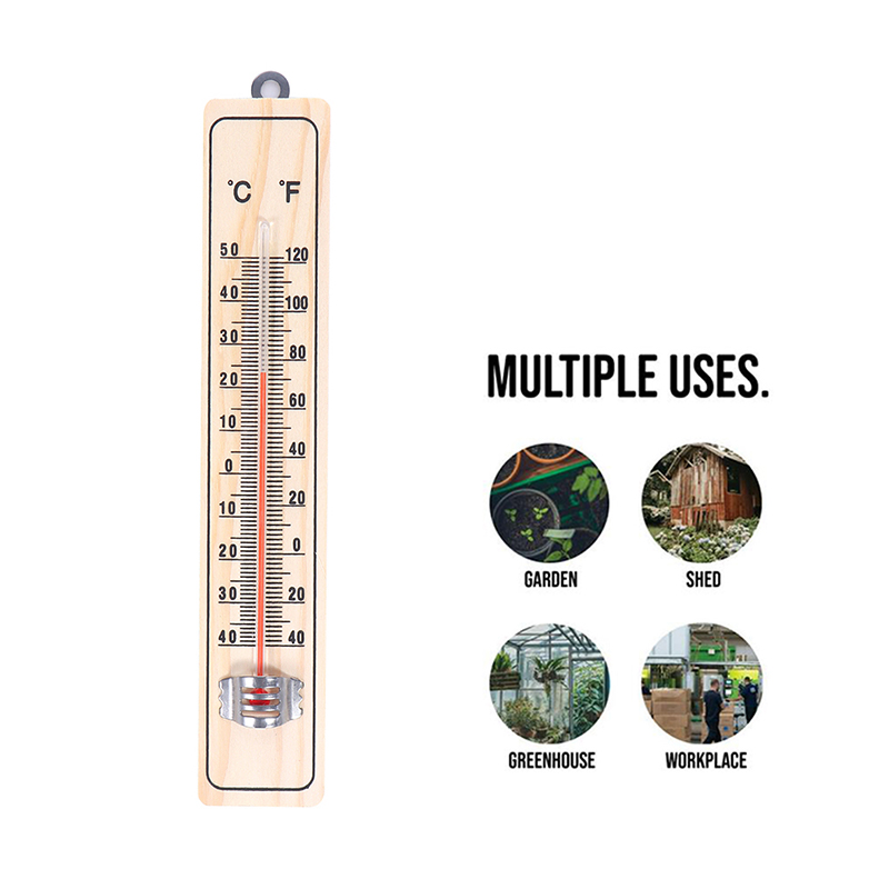 Wood Wall Hang Thermometer Indoor Outdoor Logger Meter Garden House ...
