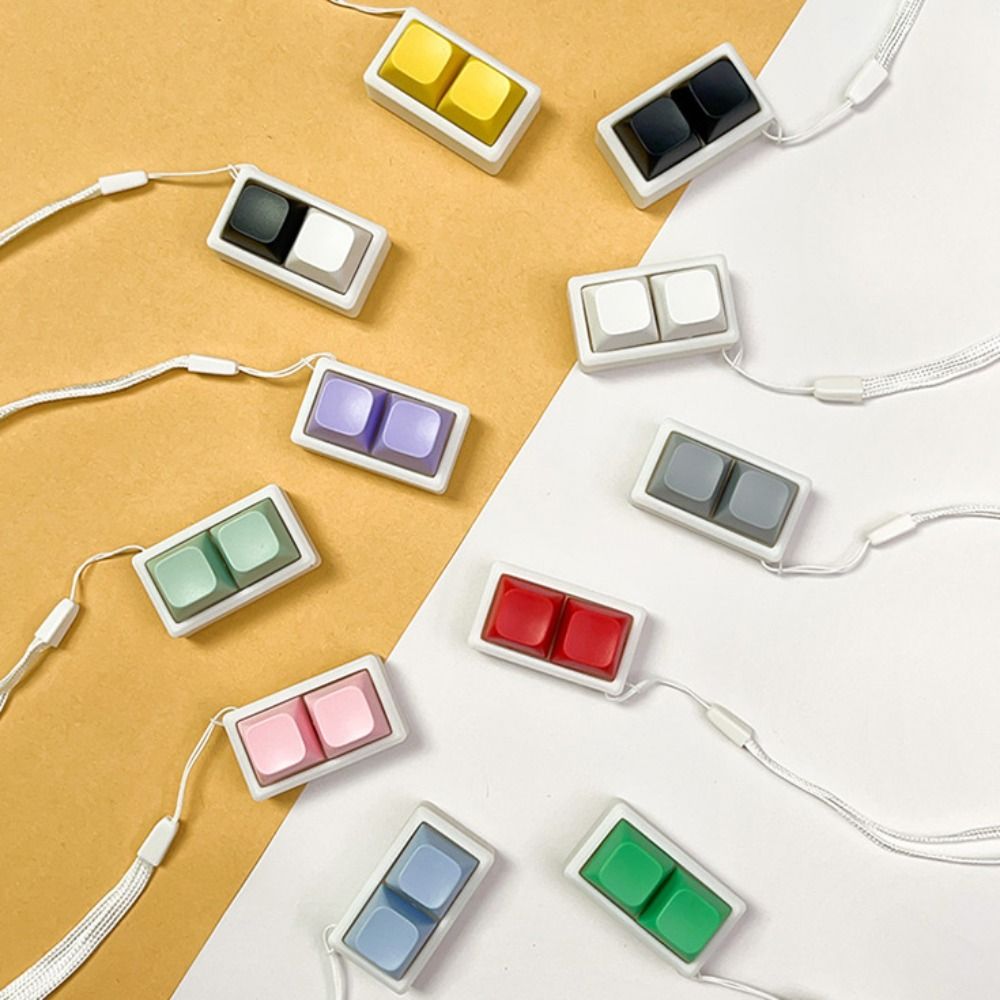Creative 2 Keys Keyboard Keychain DIY Stress Relief Button Keycap Pass ...