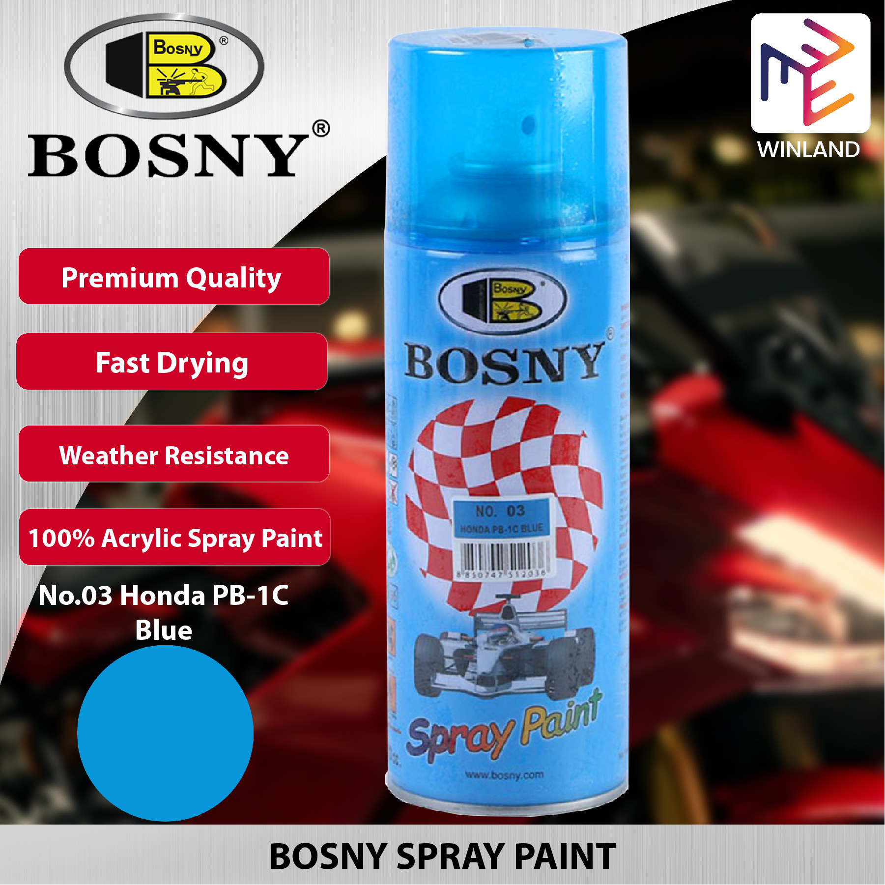 Bosny by Winland Candy Tone Spray Paint No.03 Honda PB-1C Blue ...