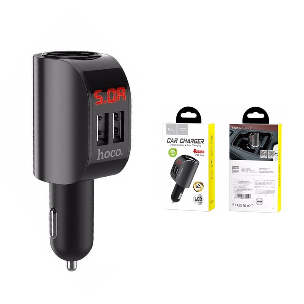 HOCO Z29 Plus หัวชาร์จในรถยนต์ Dual USB 5A Max Car Charger LED Digital Display - hocothailand ...