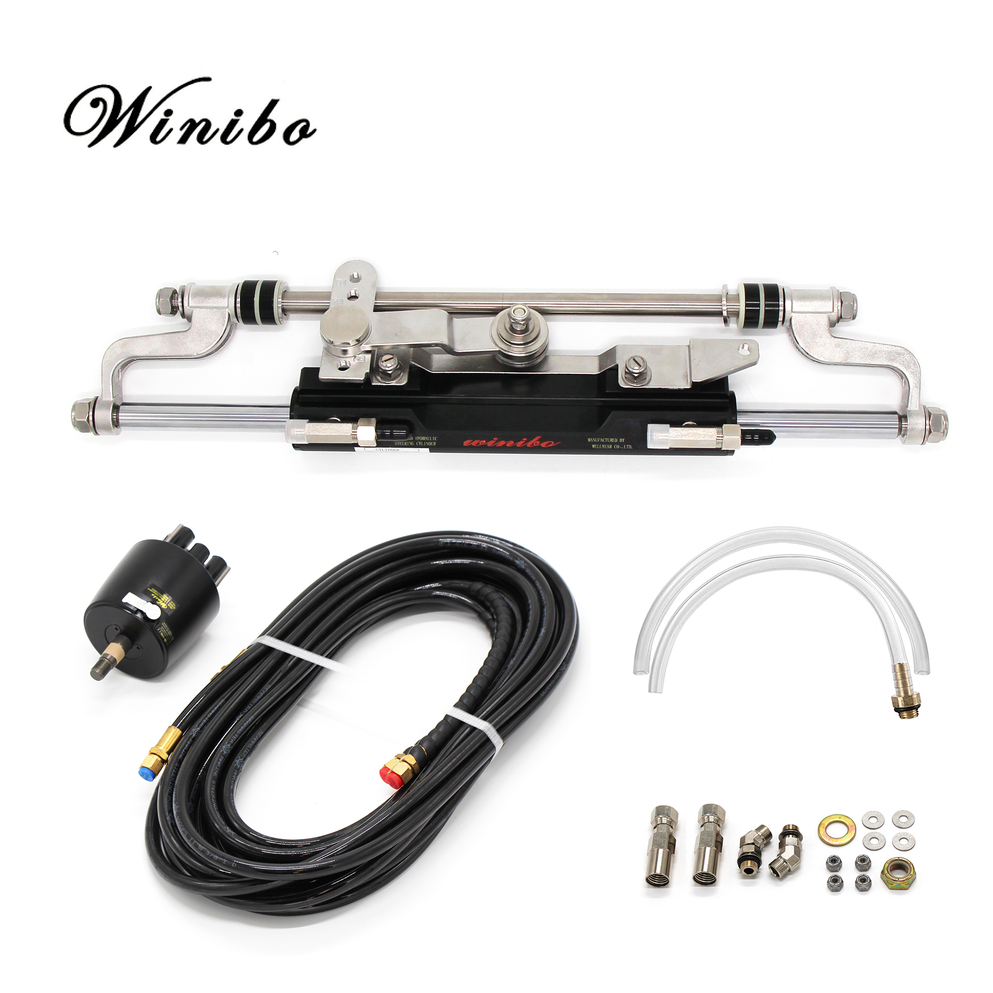 Winibo Outboard Hydraulic Steering Kit for Outboard Engines up to 300HP ...