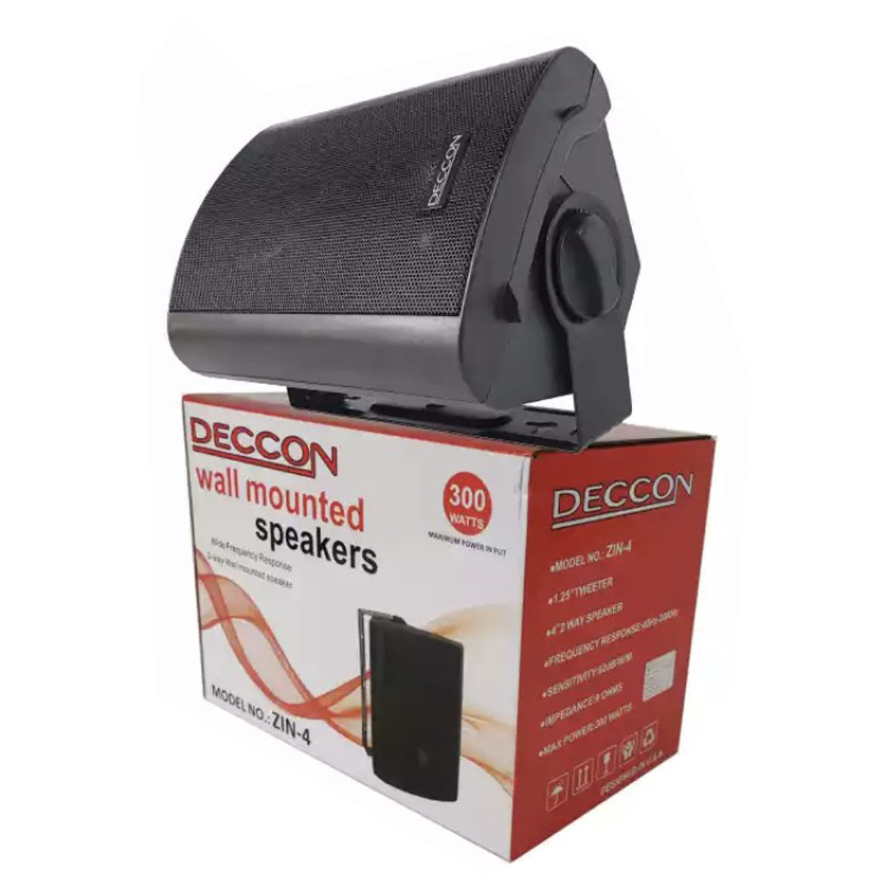 DECCON ตู้ลำโพงพร้อมขาติดผนัง 4 นิ้ว (300W) ตู้พลาสติก ตะแกรงเหล็ก ...
