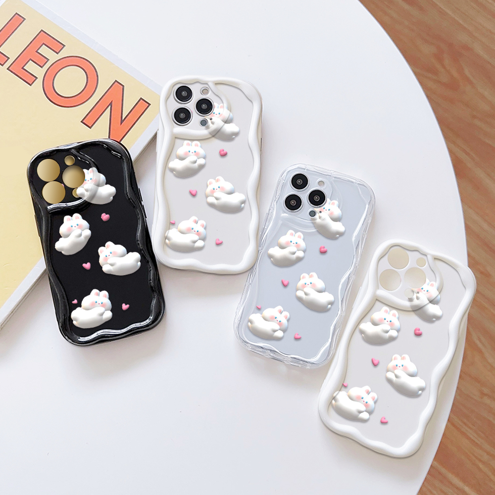 YYDS for Redmi 14C Back Cover Cute Rabbits Case Soft Texture Wavy Edge ...